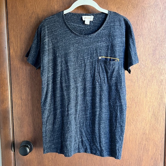 Diesel | Shirts | Diesel Shirt Mens Heather Gray Front Pocket Speckled ...